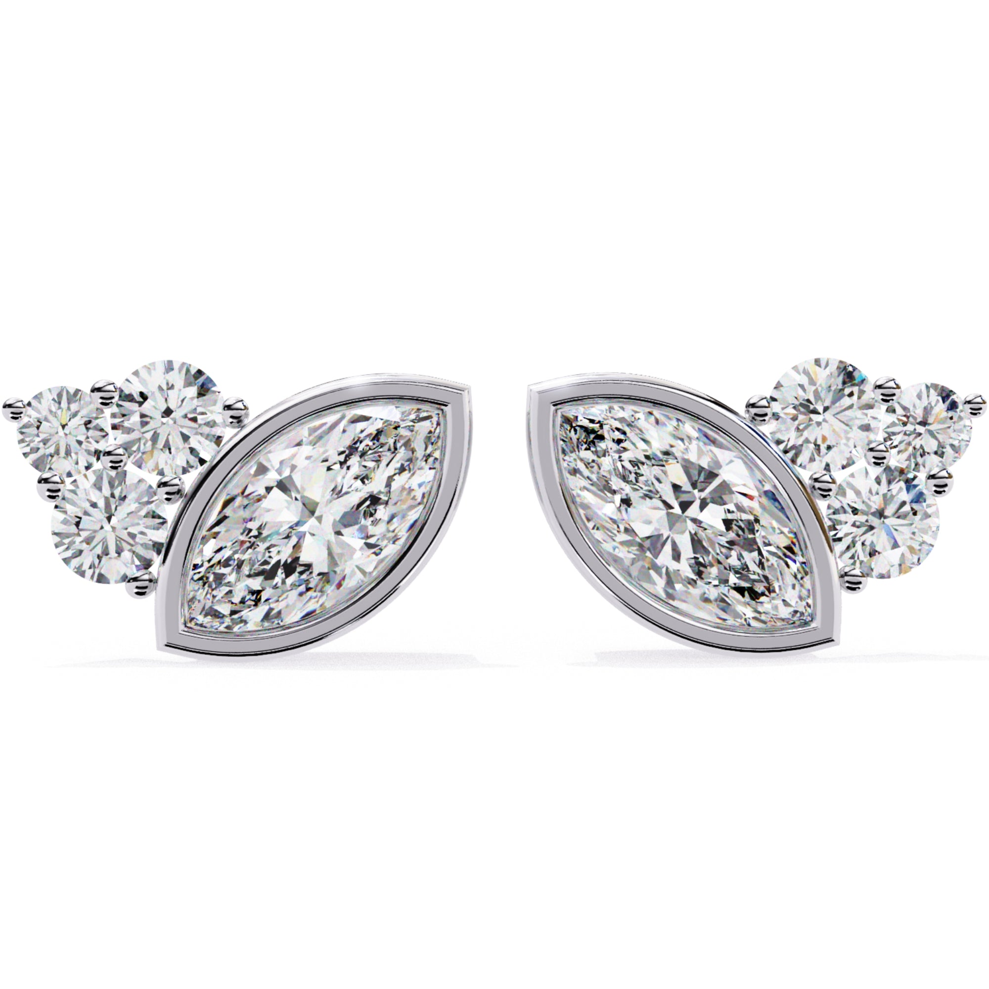 Cercei Stud Minimalist Luna din Aur 14k cu Moissanite de 0.47 ct ...